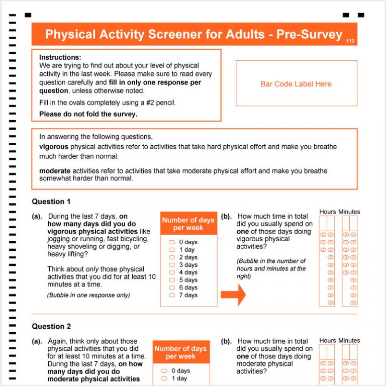 Physical Activity Screener for Adults (#113, 114) | SNAP-Ed at Michigan ...